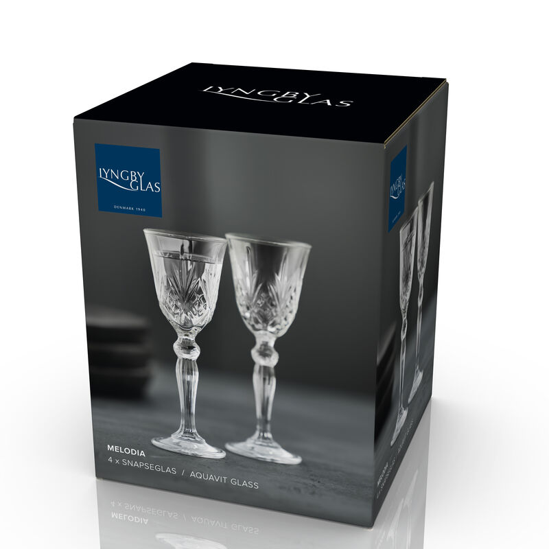 Lyngby Glas Krystal | Melodia Snapseglas 4 stk. Køb på Lyngbyglasshop